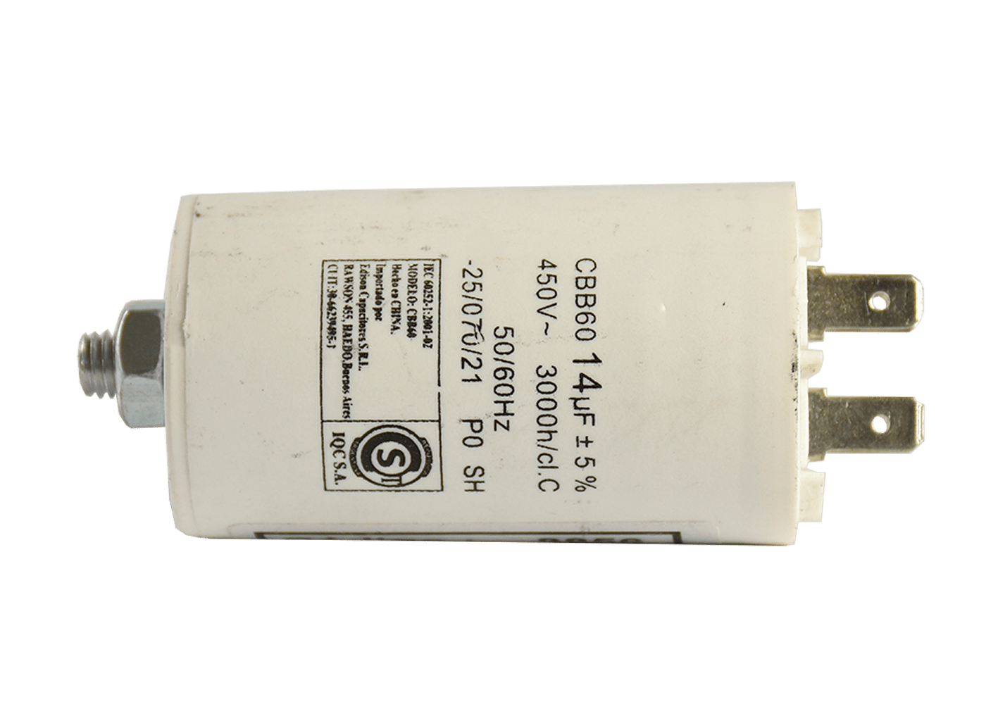 CAPACITOR CAPACITRON 14 MF 400 V CON TORNILLO - Service Italia